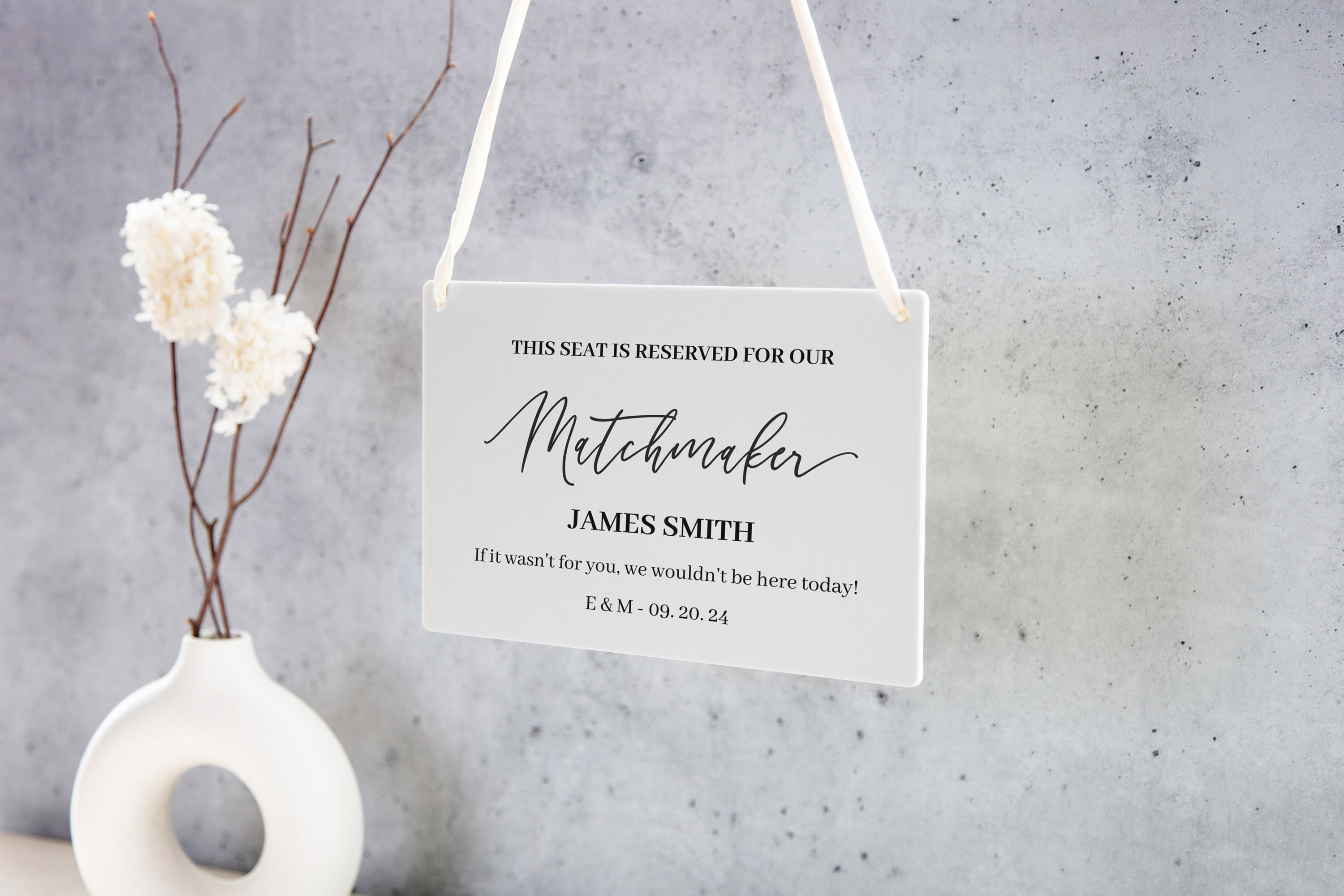 Wedding Hanging Acrylic Sign With Ribbon design 2 11.5x7 Sign, Signage ...