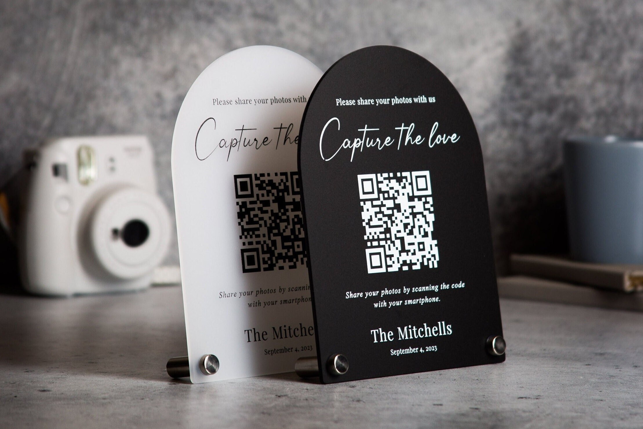 Arched QR Code wedding Sign 6x7.75 Scannable Acrylic Sign, Wedding ...