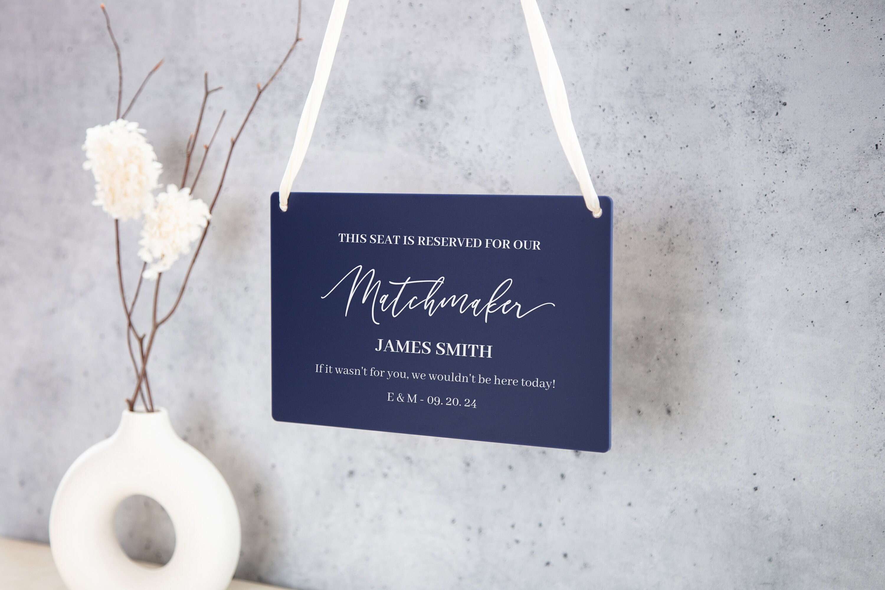 Wedding Hanging Acrylic Sign With Ribbon design 2 11.5x7 Sign, Signage ...