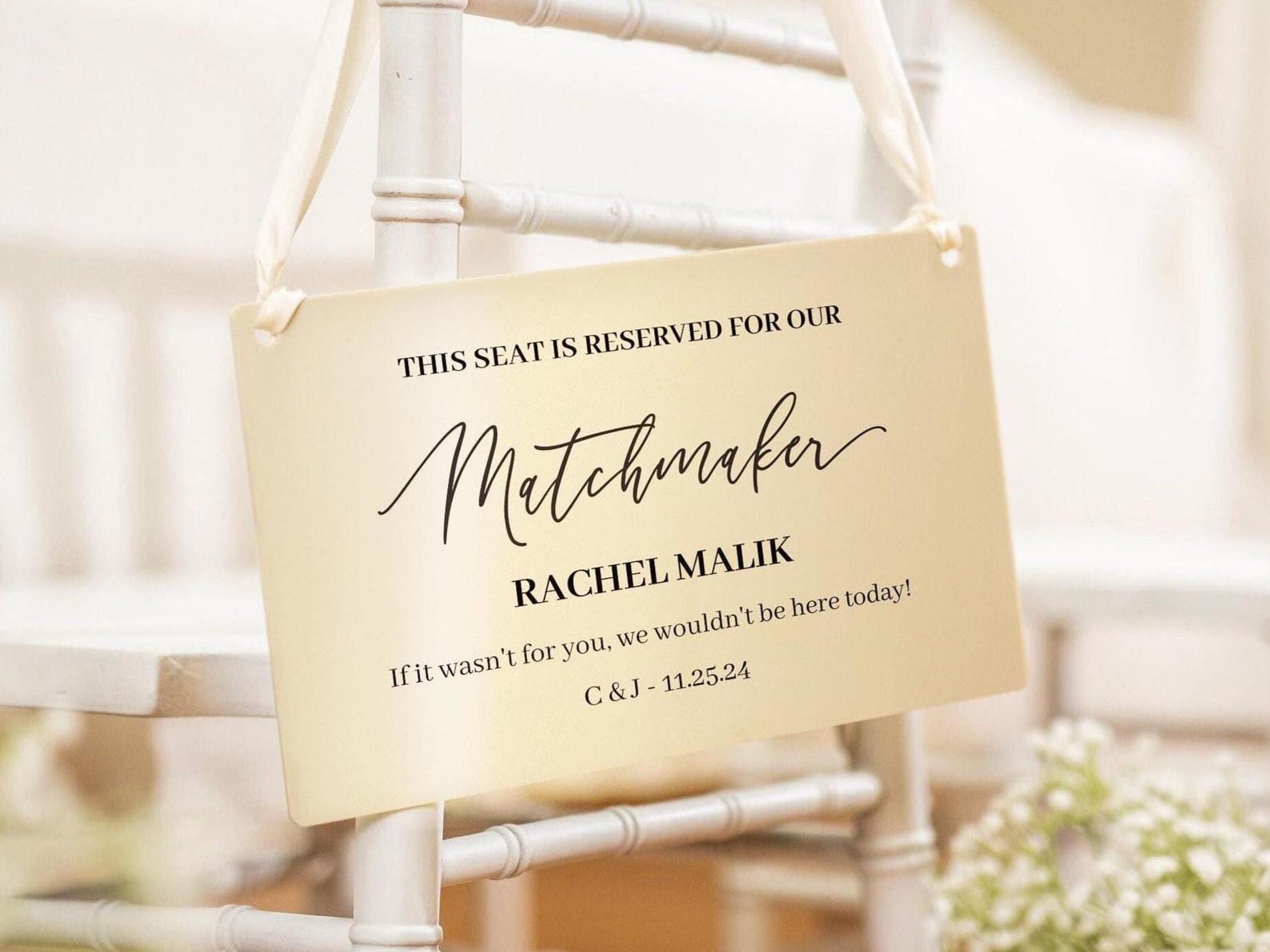 Wedding Hanging Acrylic Sign With Ribbon (design 2) - 11.5x7" Sign ...
