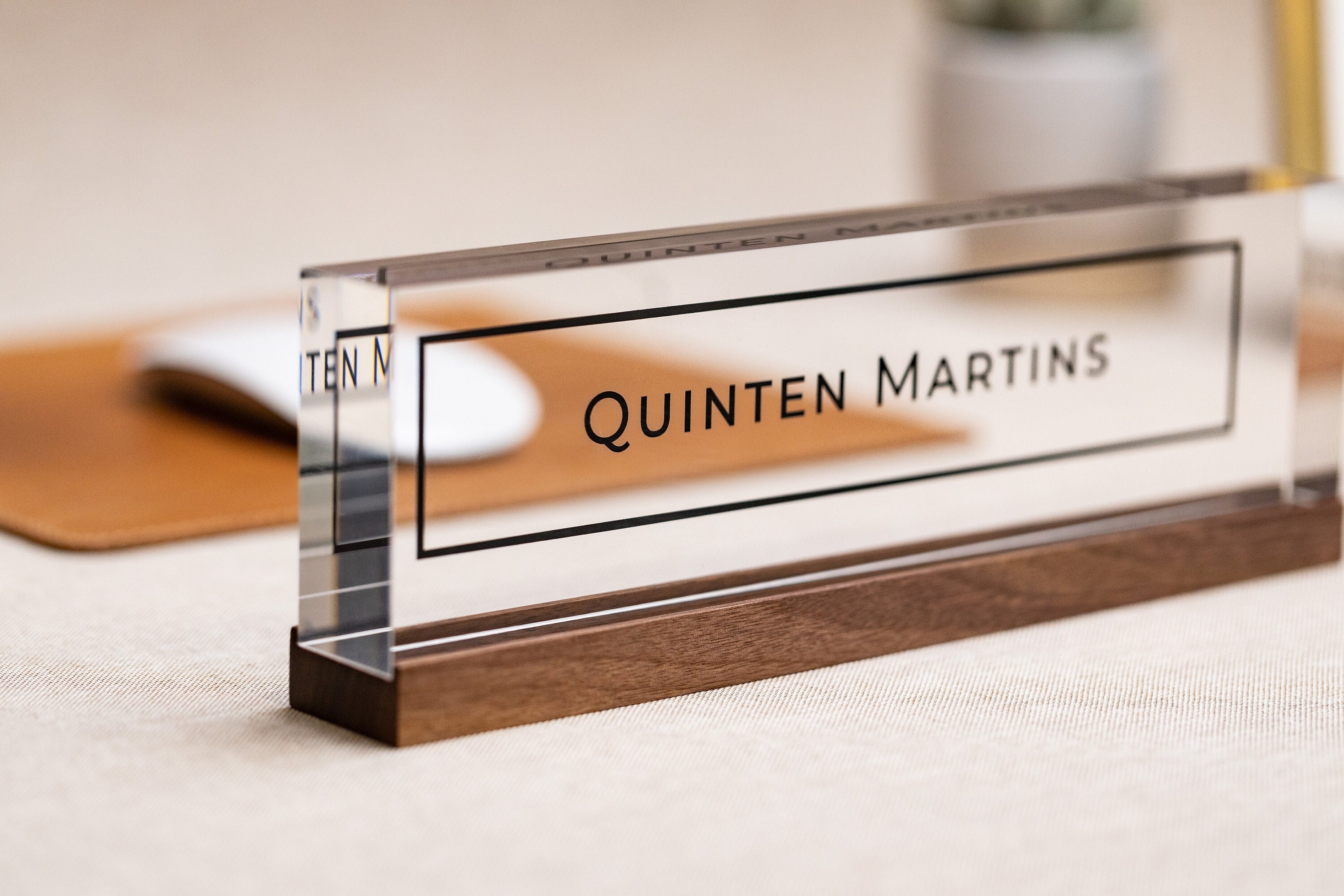 Personalized Acrylic Name Block W/ Wooden Base design 4 Minimal ...