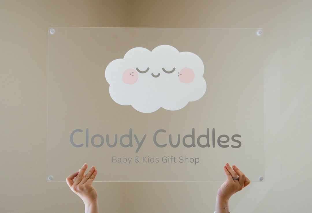 Frosted Rectangle Wall Sign With 4 Holes - Custom Small Business Logo ...