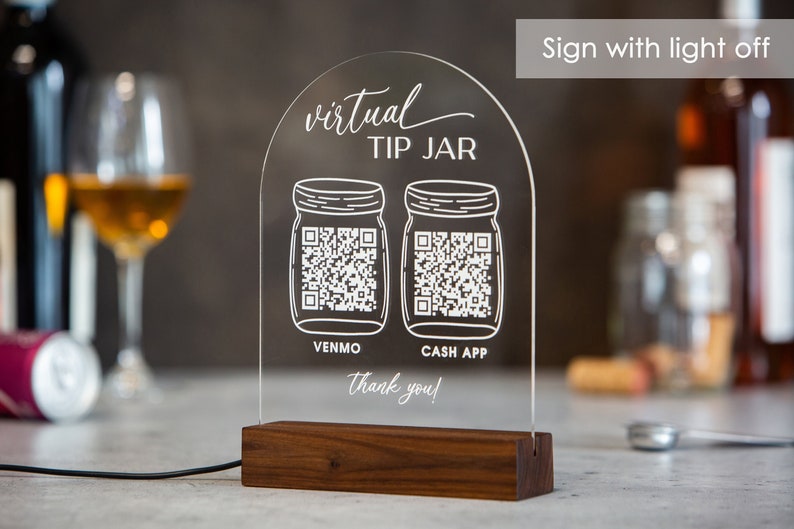 Arched QR Code Sign & Light up LED Stand (virtual Tip Jar) - Scan for ...