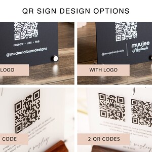 Arched QR Code Social Media Sign - 6x7.75" Scannable Table Desk Signage ...