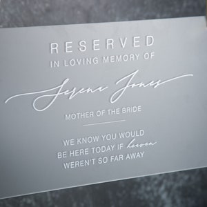 Reserved Hanging Acrylic Sign With Ribbon - Black or Frosted 11.5x7 ...