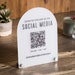 Arched QR Code Social Media Sign - 6x7.75" Scannable Table Desk Signage ...
