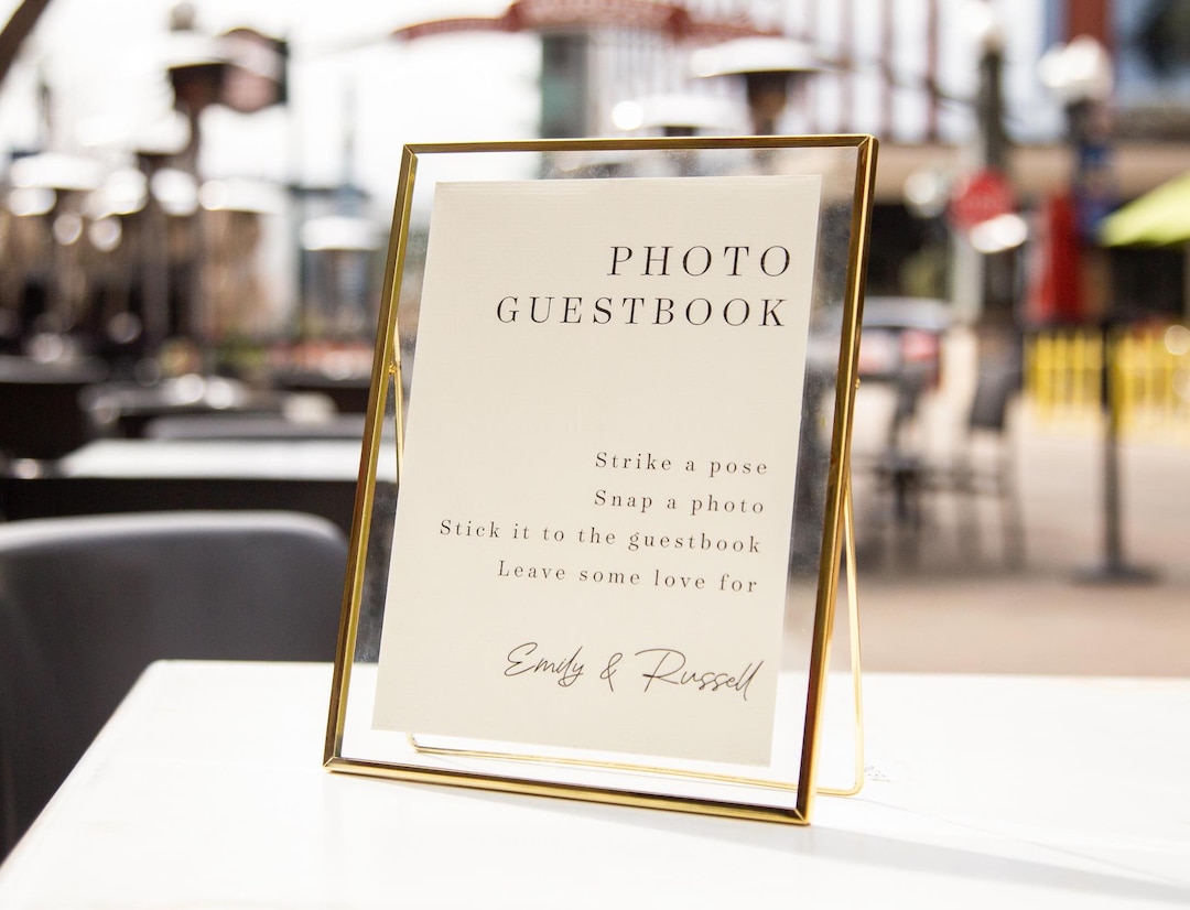 Paper Sign With Gold Frame - Sign for Photo Guest Book Wedding ...