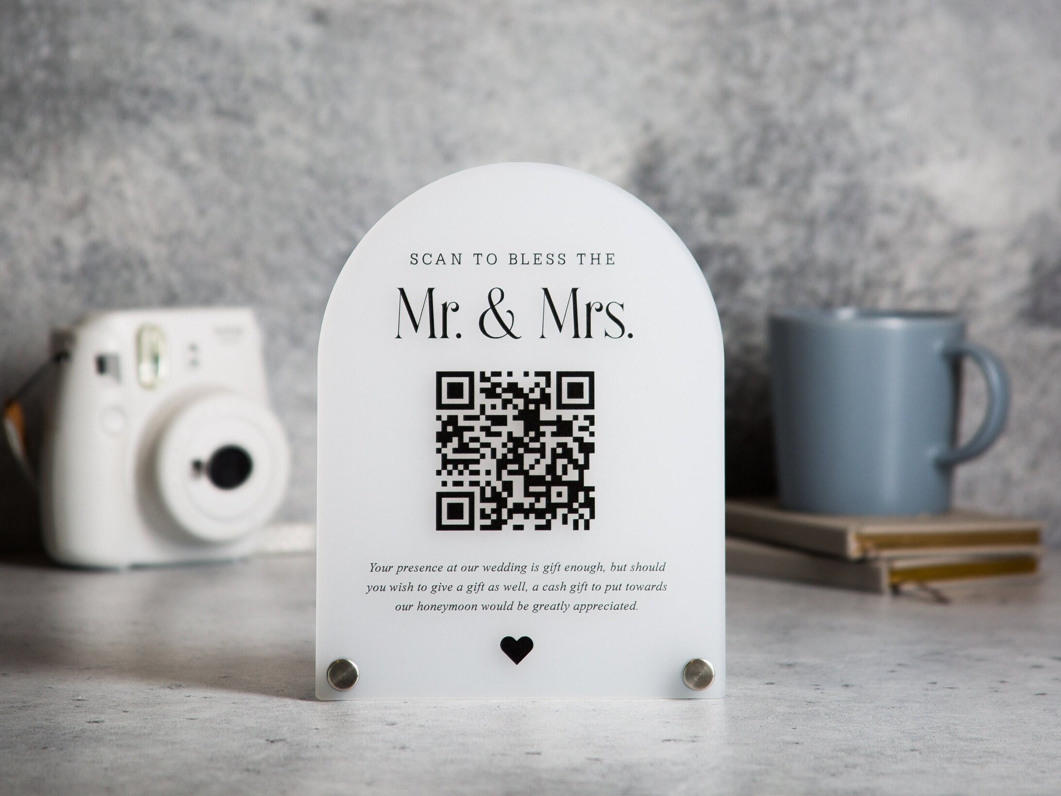 Arched QR Code wedding Sign 6x7.75 Scannable Acrylic - Etsy
