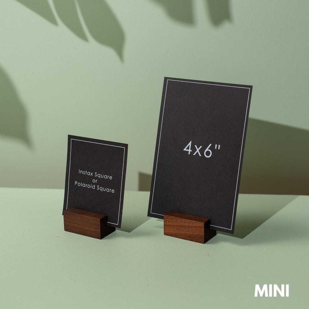 Walnut Wood Stand - Wooden Base or Holder for Paper Signs Photo Instax ...