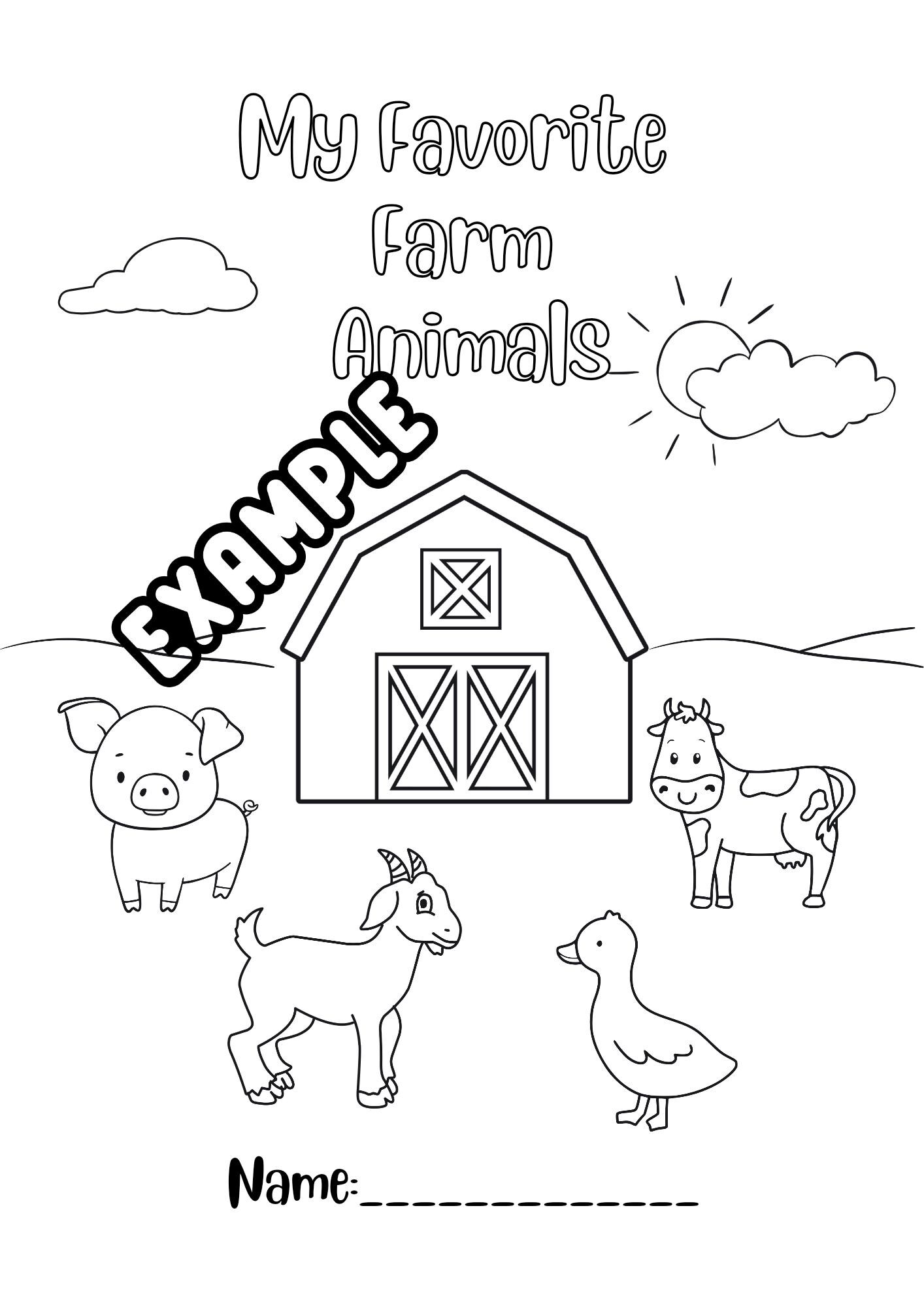 My Favorite Farm Animals Coloring Pages - Etsy
