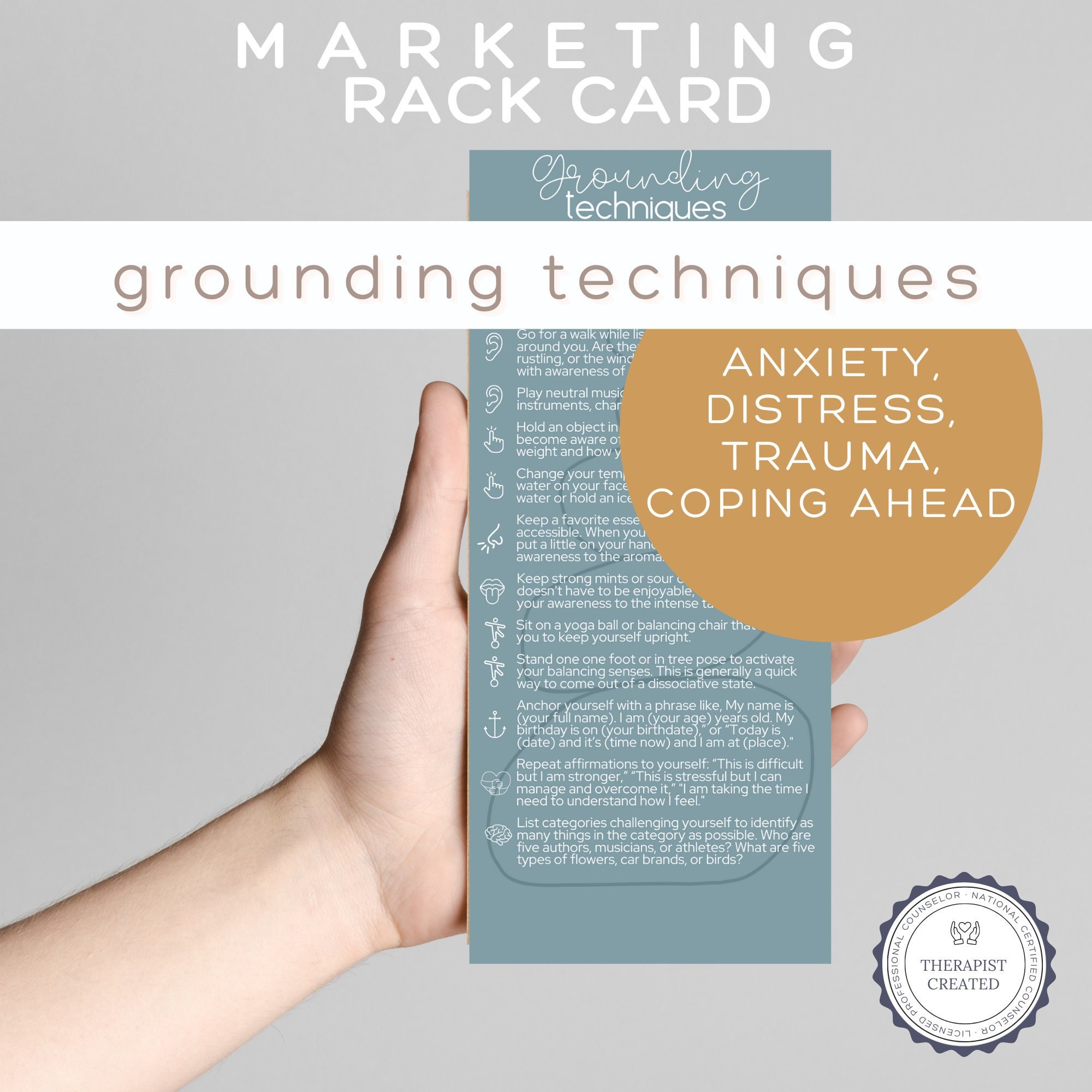 Grounding Techniques Rack Card for Trauma, Anxiety, and Coping Ahead ...