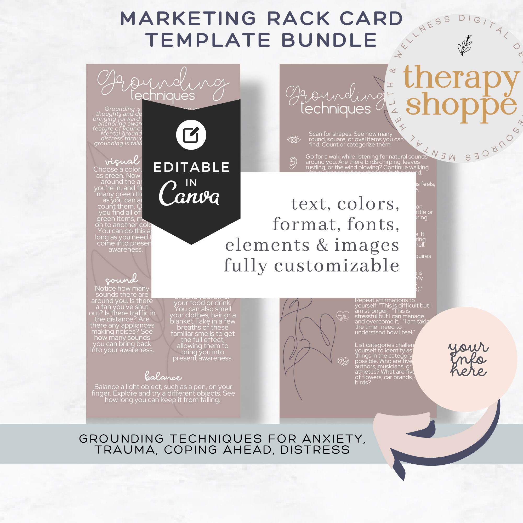 Rack Card Bundle Canva Template Done for You Marketing Therapy Tools ...