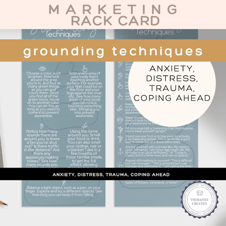 Grounding Techniques Rack Card for Trauma, Anxiety, and Coping Ahead ...