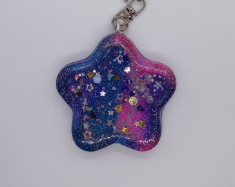Purple Iridescent Star Shaker Keychain / Snowglobe Keychain / Liquid ...