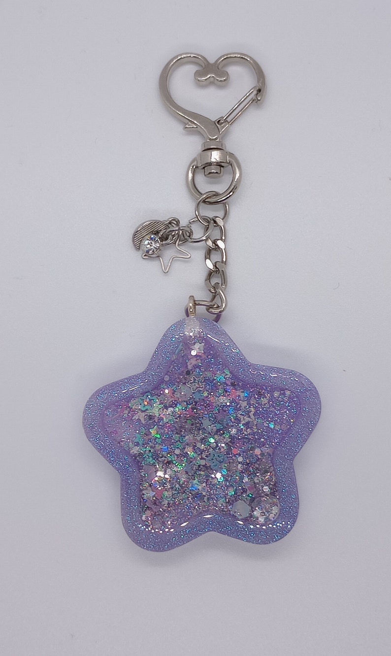 Purple Iridescent Star Shaker Keychain / Snowglobe Keychain / Liquid ...