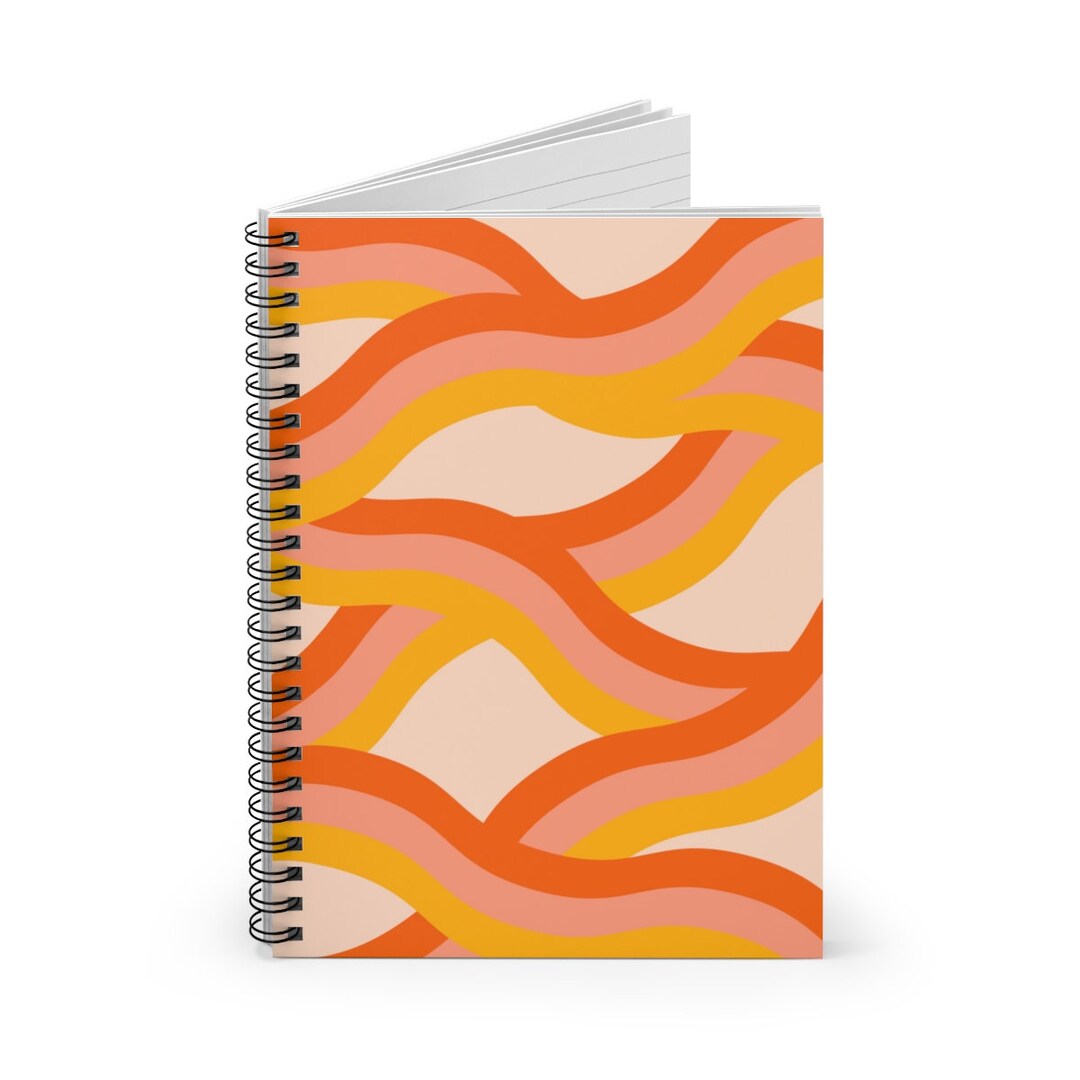 Retro 70s Spiral Notebook, Bright Orange, Pink, and Yellow Journal for ...