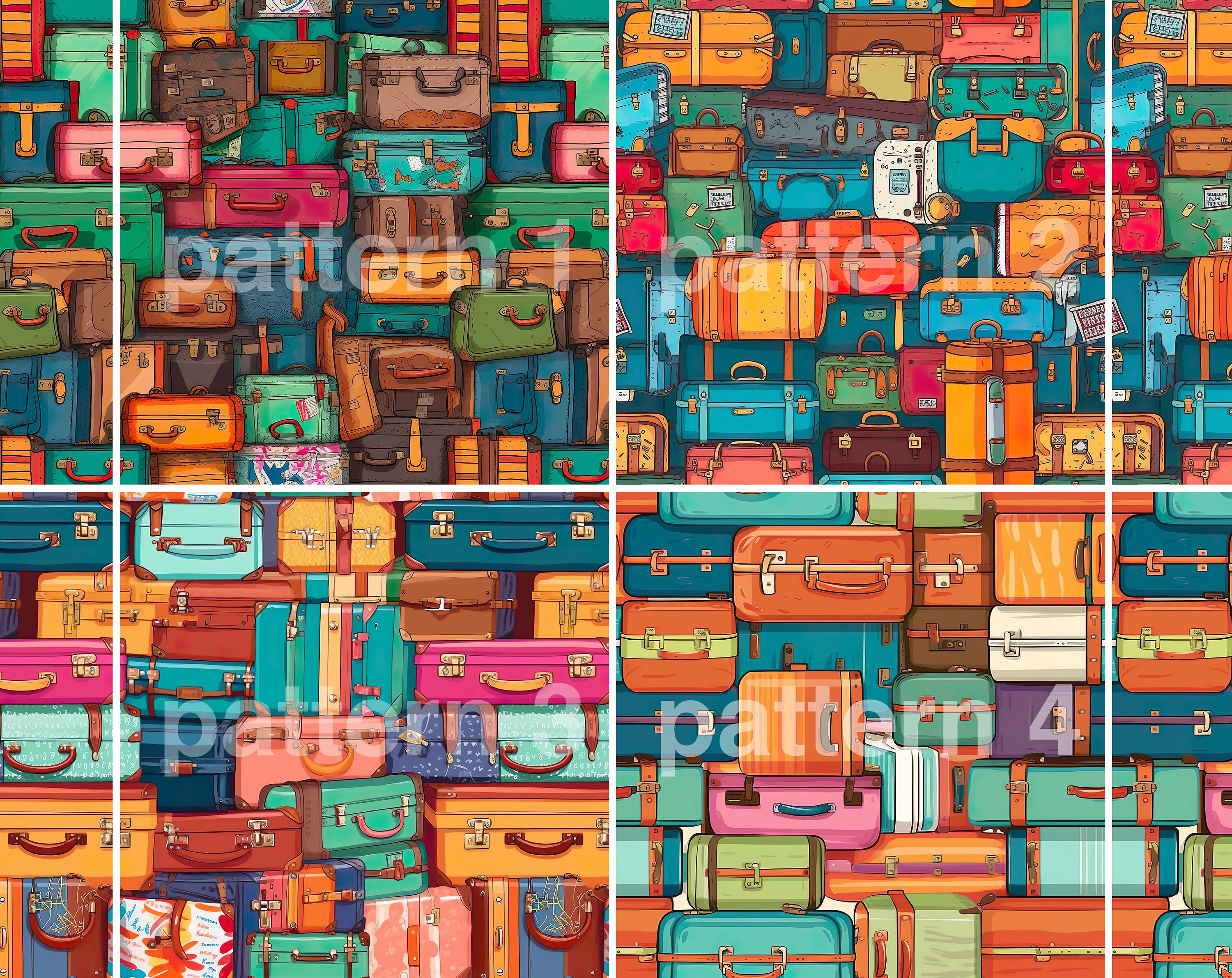 Adventure Trunks Digital Paper SEAMLESS Adventure Trunks Patterns 12 ...