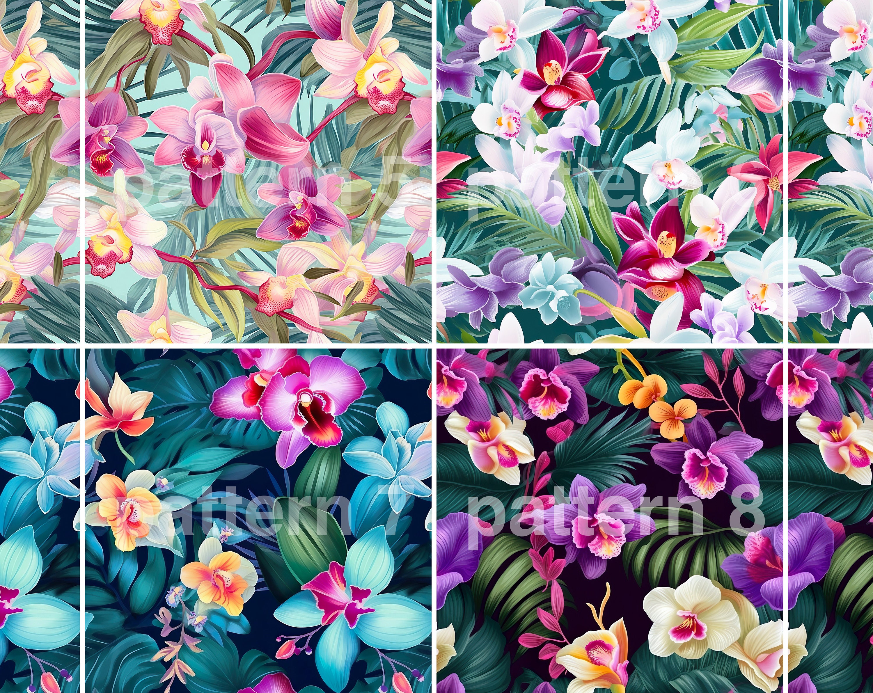 Exotic Orchids Digital Paper - SEAMLESS - Exotic Orchids Flower ...