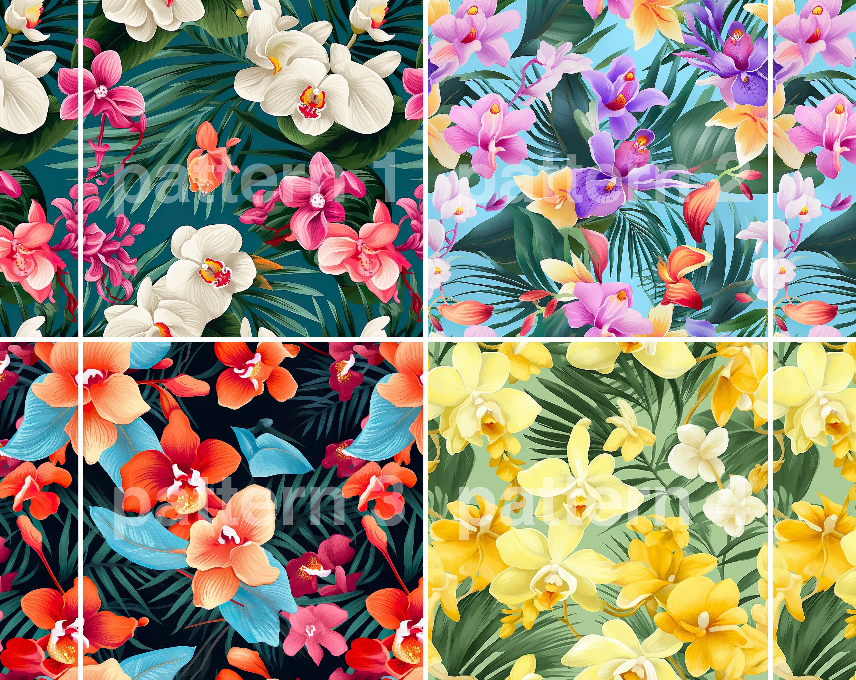 Exotic Orchids Digital Paper - SEAMLESS - Exotic Orchids Flower ...