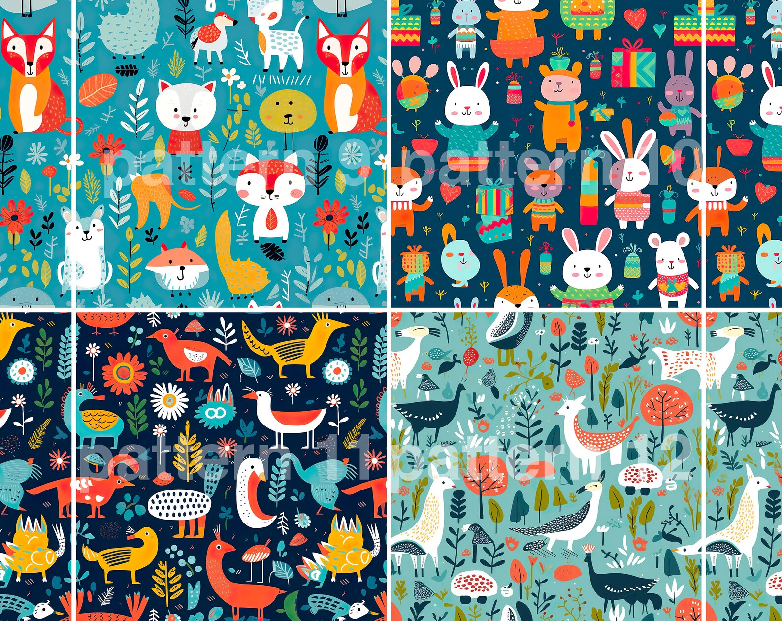 Zoo Buddies Digital Paper - SEAMLESS - Zoo Buddies Animal Patterns - 12 ...