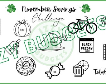 November Savings Challenge and Cash Envelope - Etsy