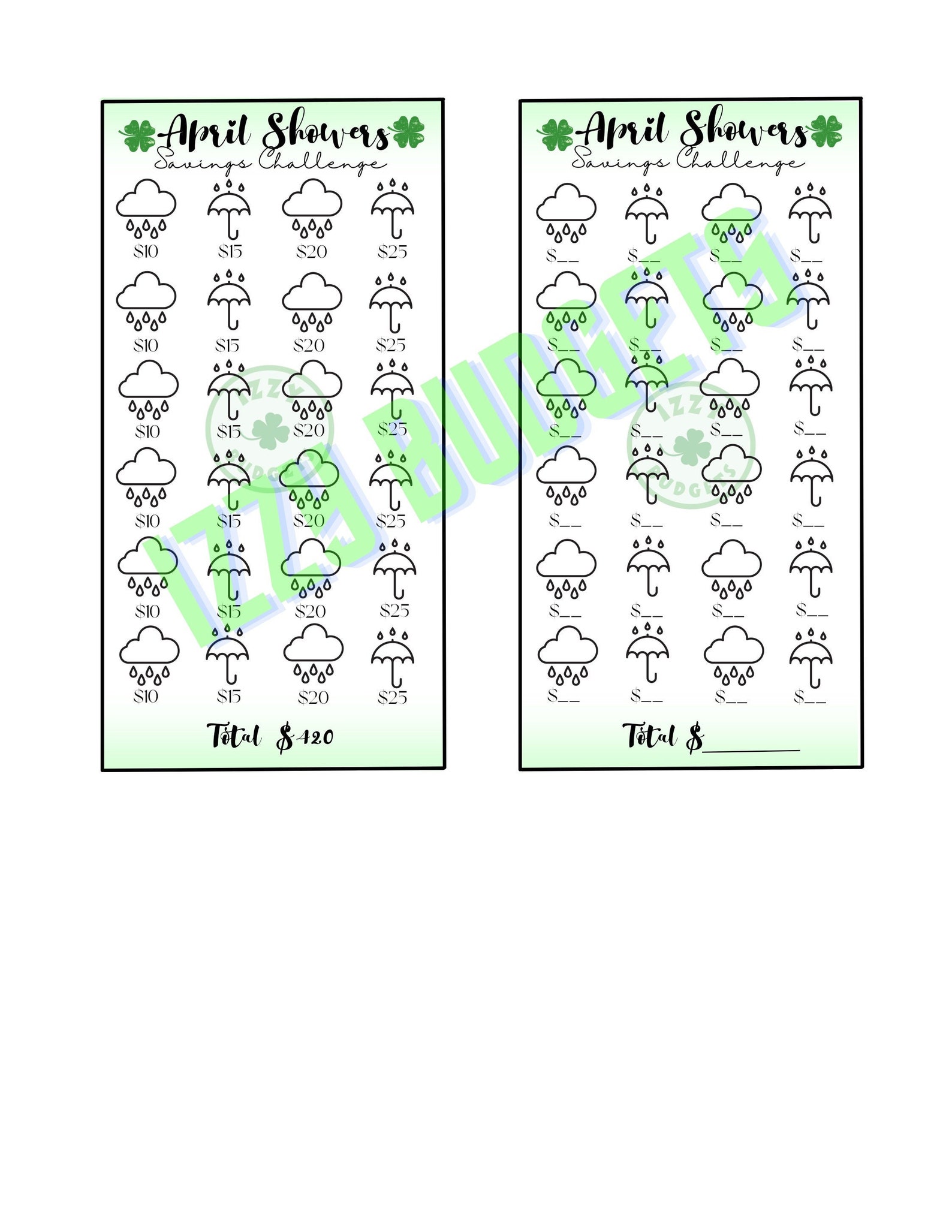 April Showers Savings Challenge - Digital Download - Etsy