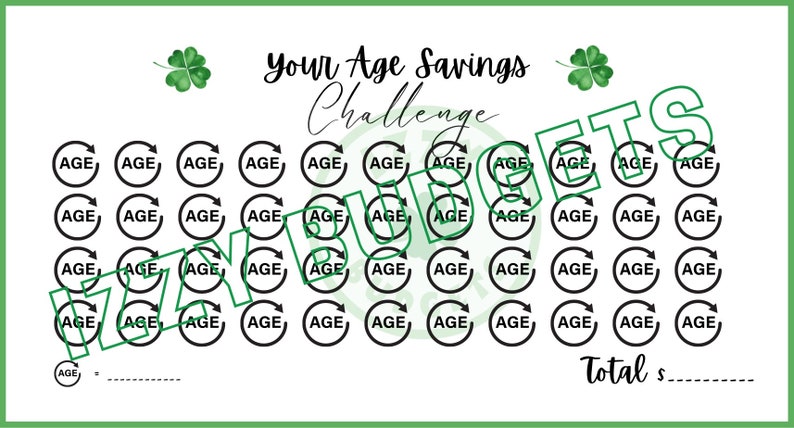 Your Age Savings Challenge - Etsy