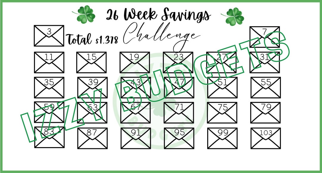 26 Weeks Savings Challenge - Etsy