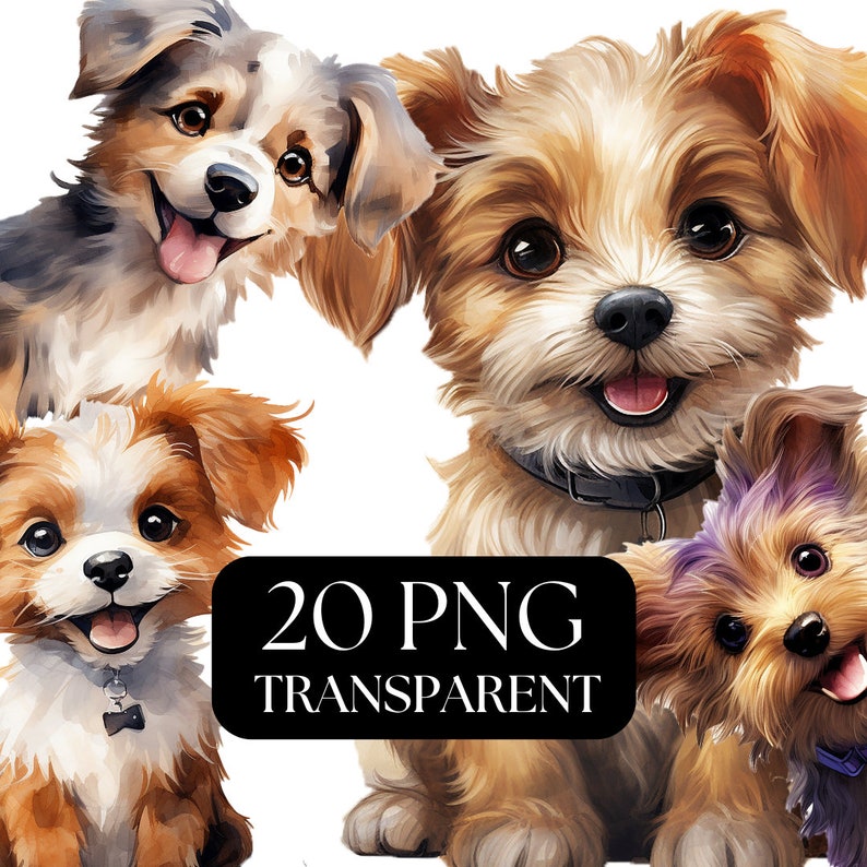 Doggy Watercolor Dog Clipart Bundle Baby Shower Graphics - Etsy