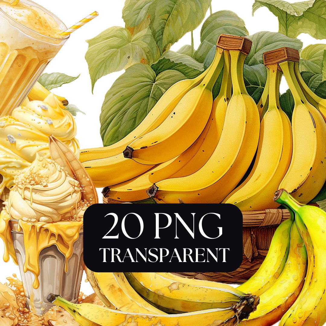 Watercolor Banana Clipart Digital Png Summer Fruit Graphics - Etsy ...