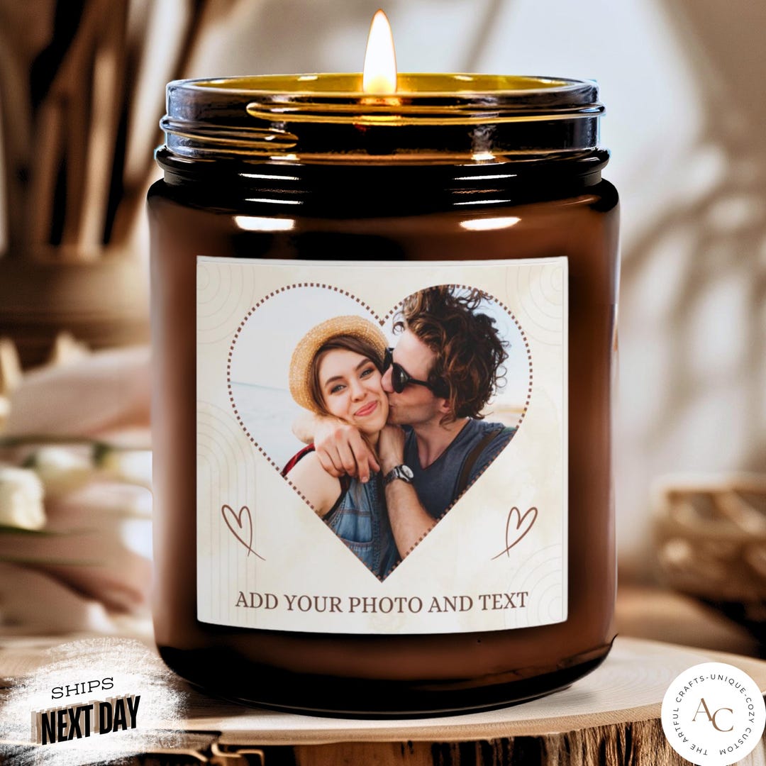 Custom Photo Candle, Custom Bridesmaid Candle Personalized Engagement ...