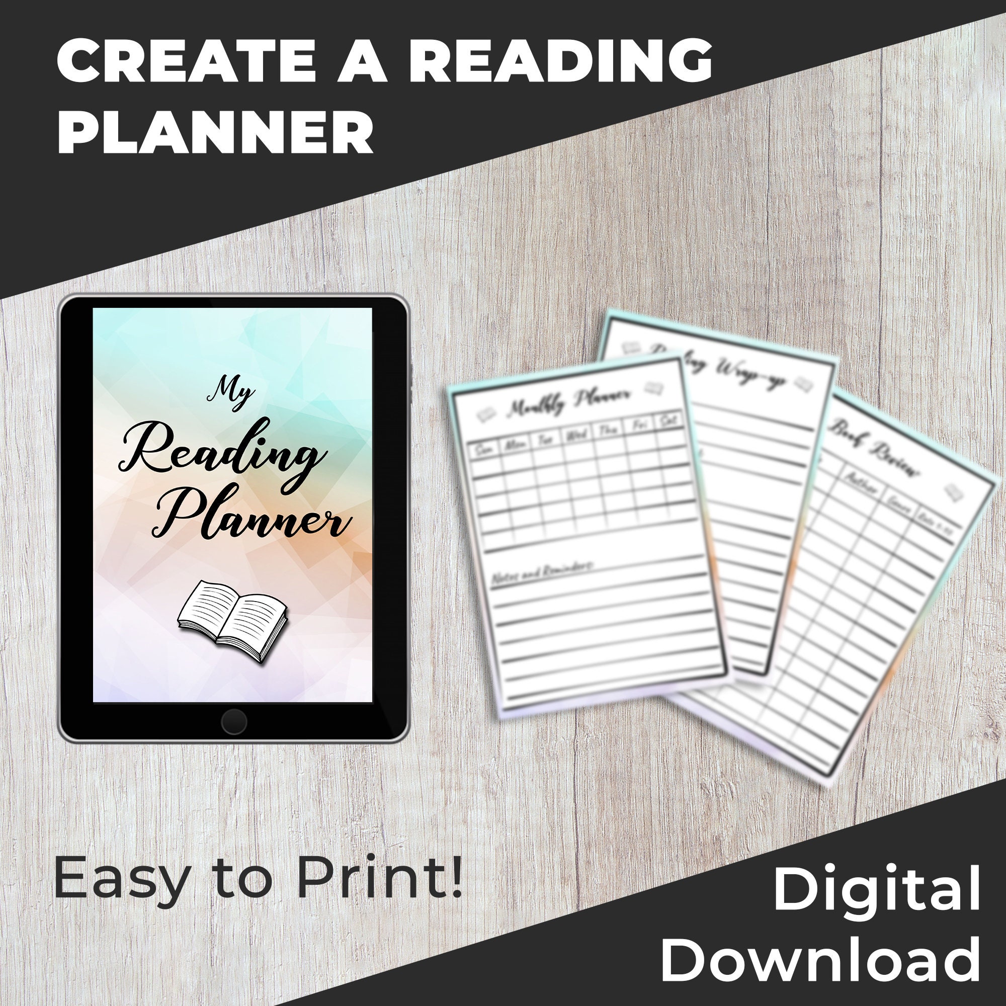 Reading Planner Printable Reading Journal Book Planner Reading Log Book ...