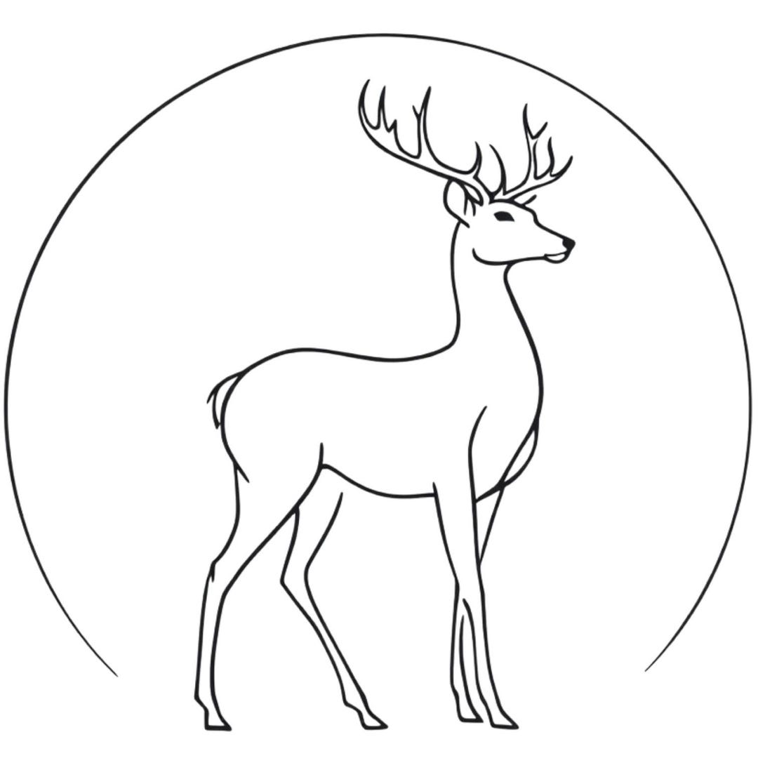 Deer Buck With Antlers Simple Line Art Kids SVG / PNG / JPG Clipart ...