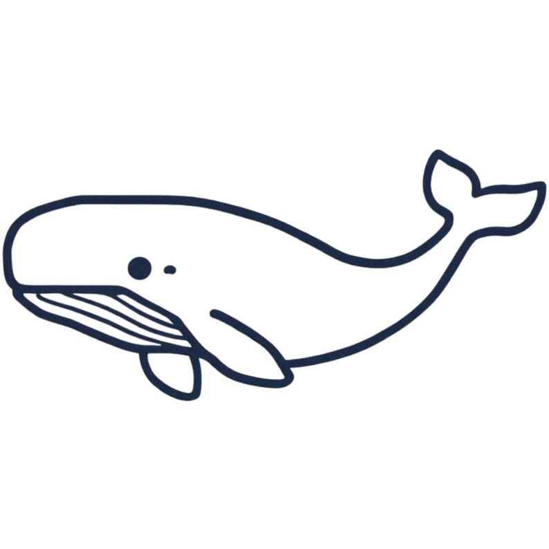 Cute Cartoon Whale Simple Line Art Kids SVG / PNG / JPG Clipart - Free ...