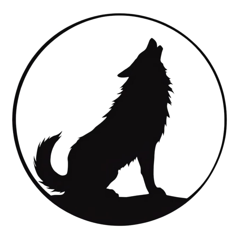 Howling Wolf Silhouette Black & White SVG / PNG / JPG Clipart - Free ...