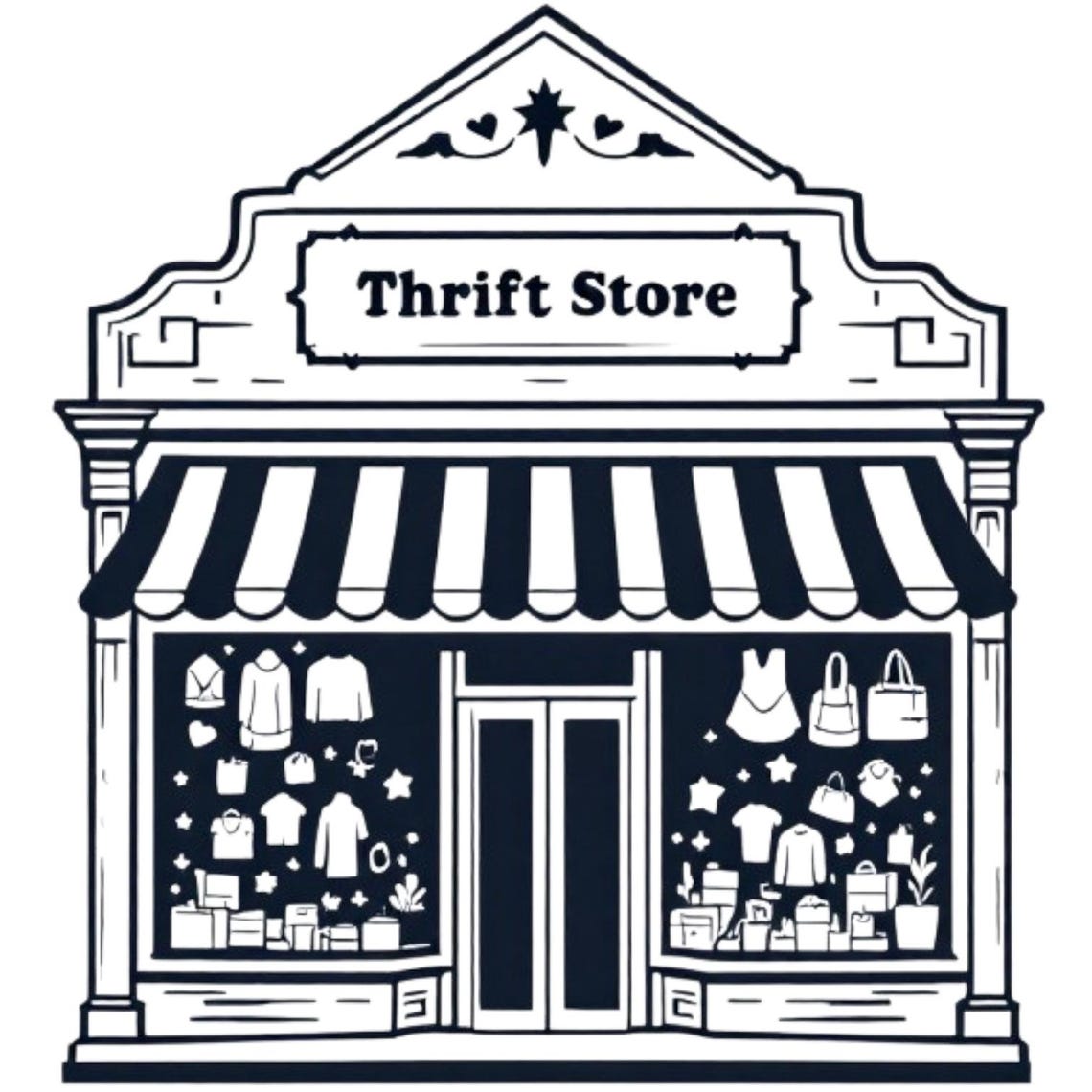 Cute Small Thrift Store Shop Art SVG / PNG / JPG Clipart - Free ...