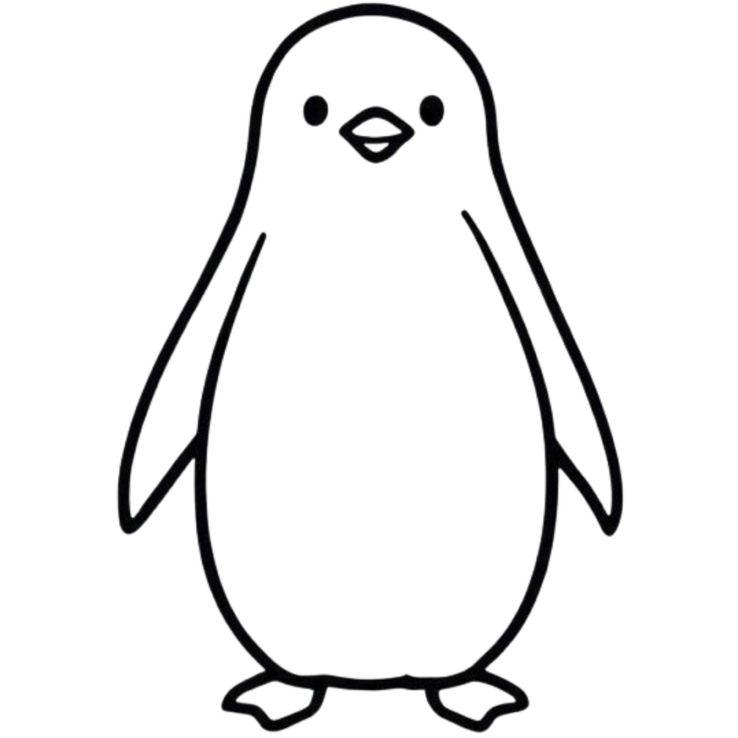 Penguin Simple Line Art Black & White Kids SVG / PNG / JPG Clipart ...