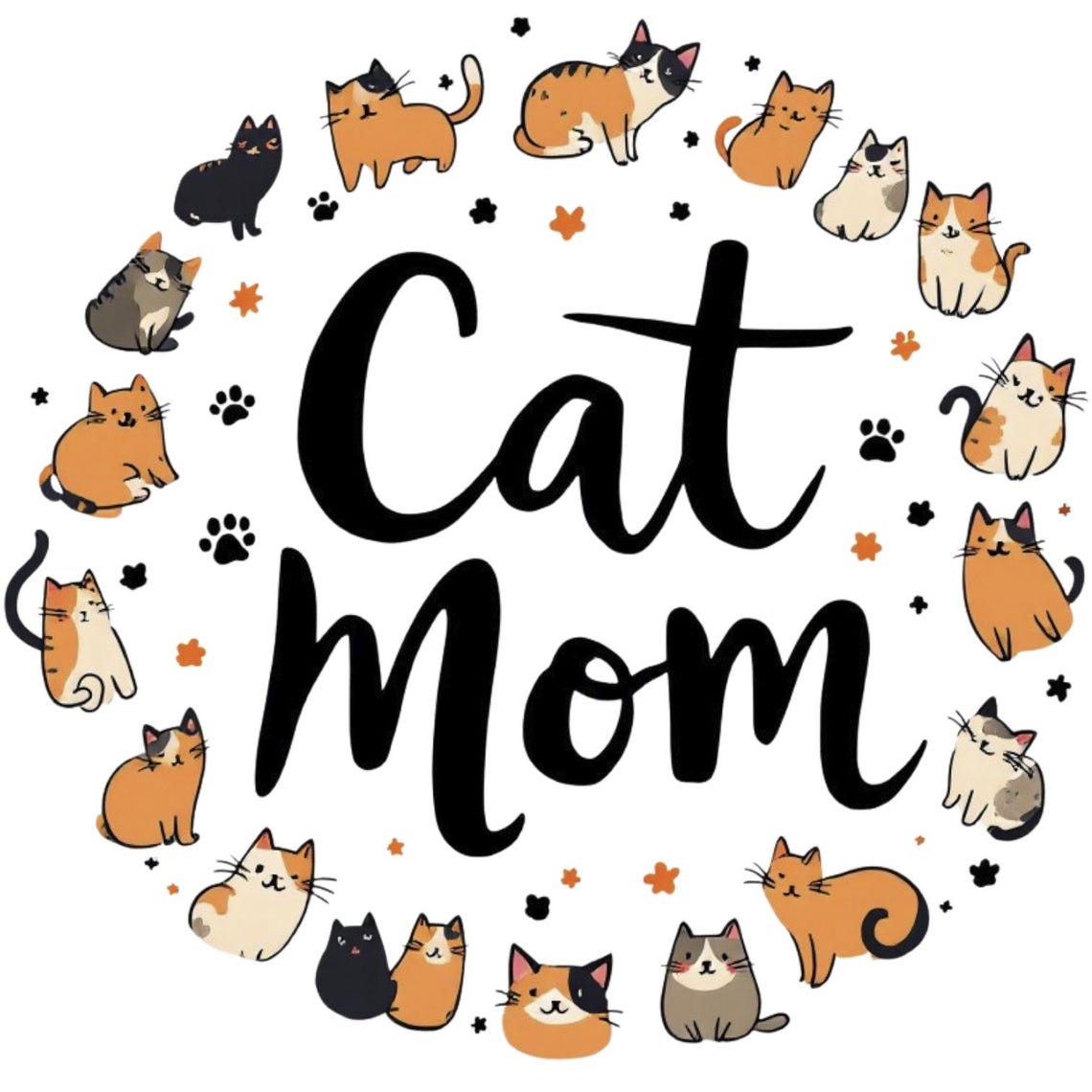 Cat Mom With Cute Cats Art SVG / PNG / JPG Clipart - Free Commercial ...