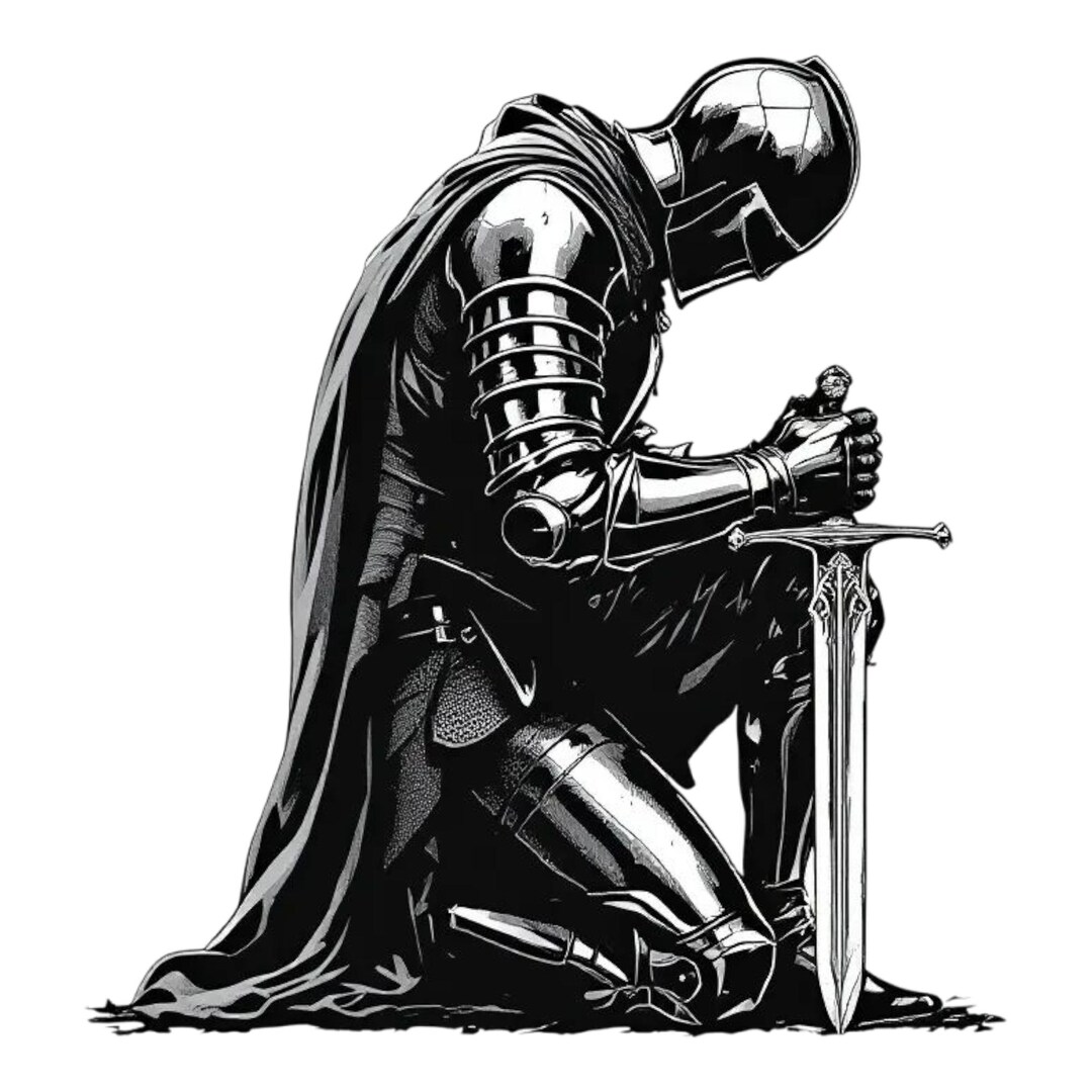 Knight Kneeling Kneel With Sword SVG / PNG / JPG Clipart - Free ...
