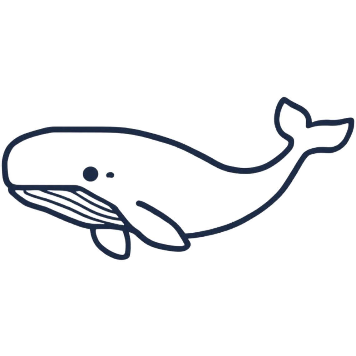 Cute Cartoon Whale Simple Line Art Kids SVG / PNG / JPG Clipart - Free ...
