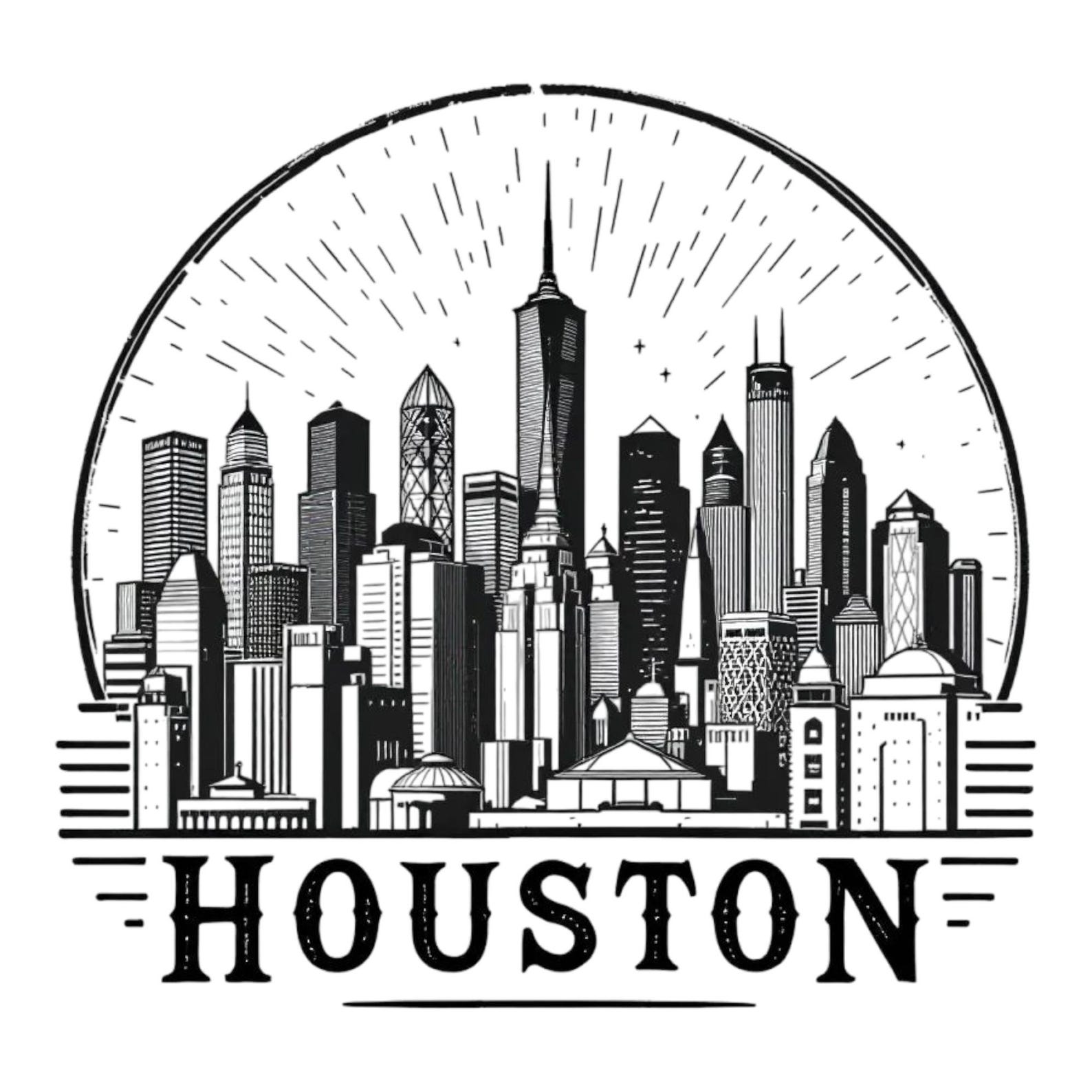 Houston City Skyline Black & White Art SVG / PNG / JPG Clipart - Free ...