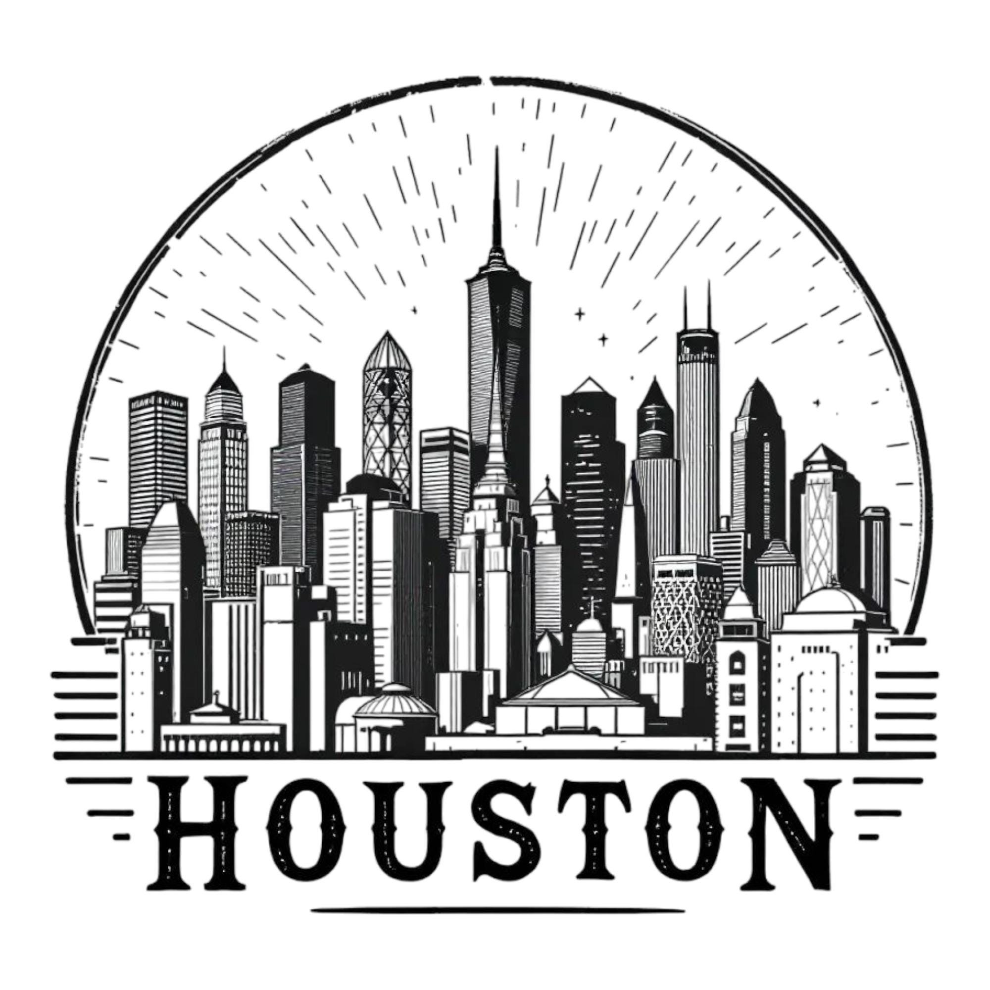 Houston City Skyline Black & White Art SVG / PNG / JPG Clipart - Free ...