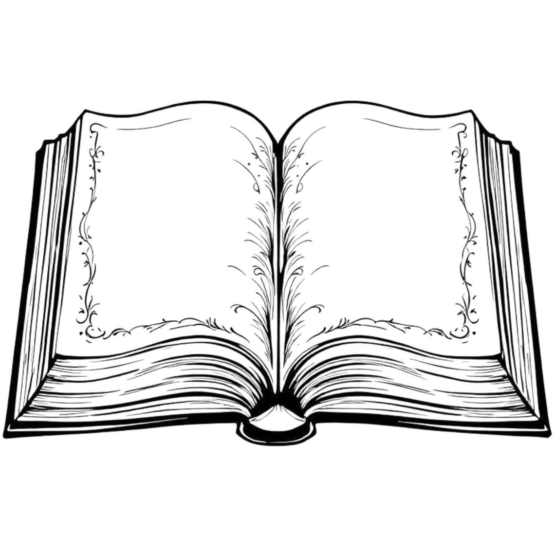 Open Book Simple Reading Art Blank SVG / PNG / JPG Clipart - Free ...