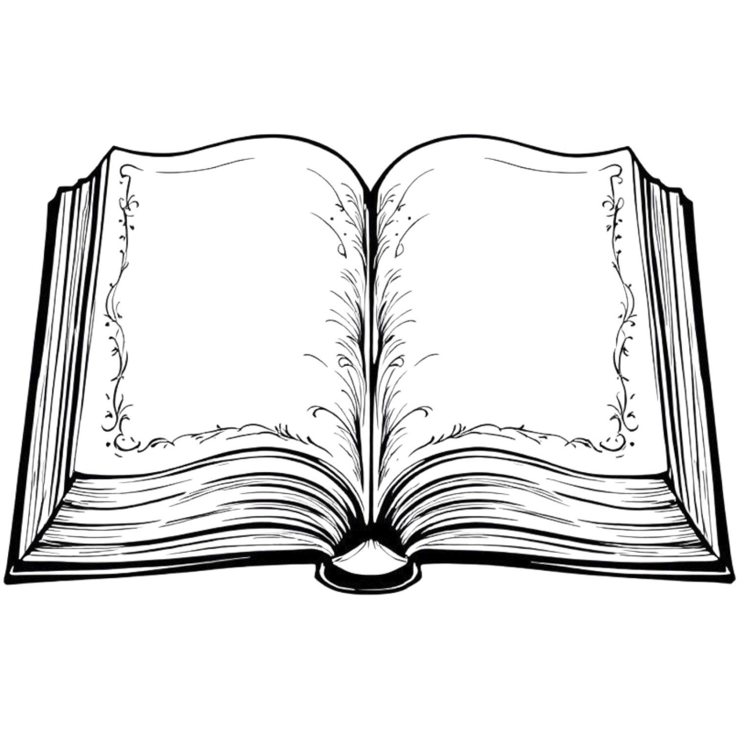 Open Book Simple Reading Art Blank SVG / PNG / JPG Clipart - Free ...