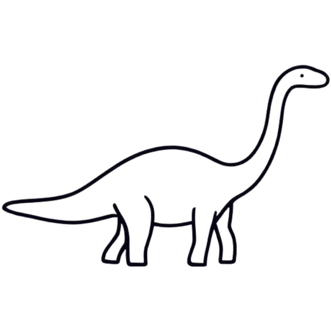 Brachiosaurus Dinosaur Simple Line Art Black & White Kids SVG / PNG ...
