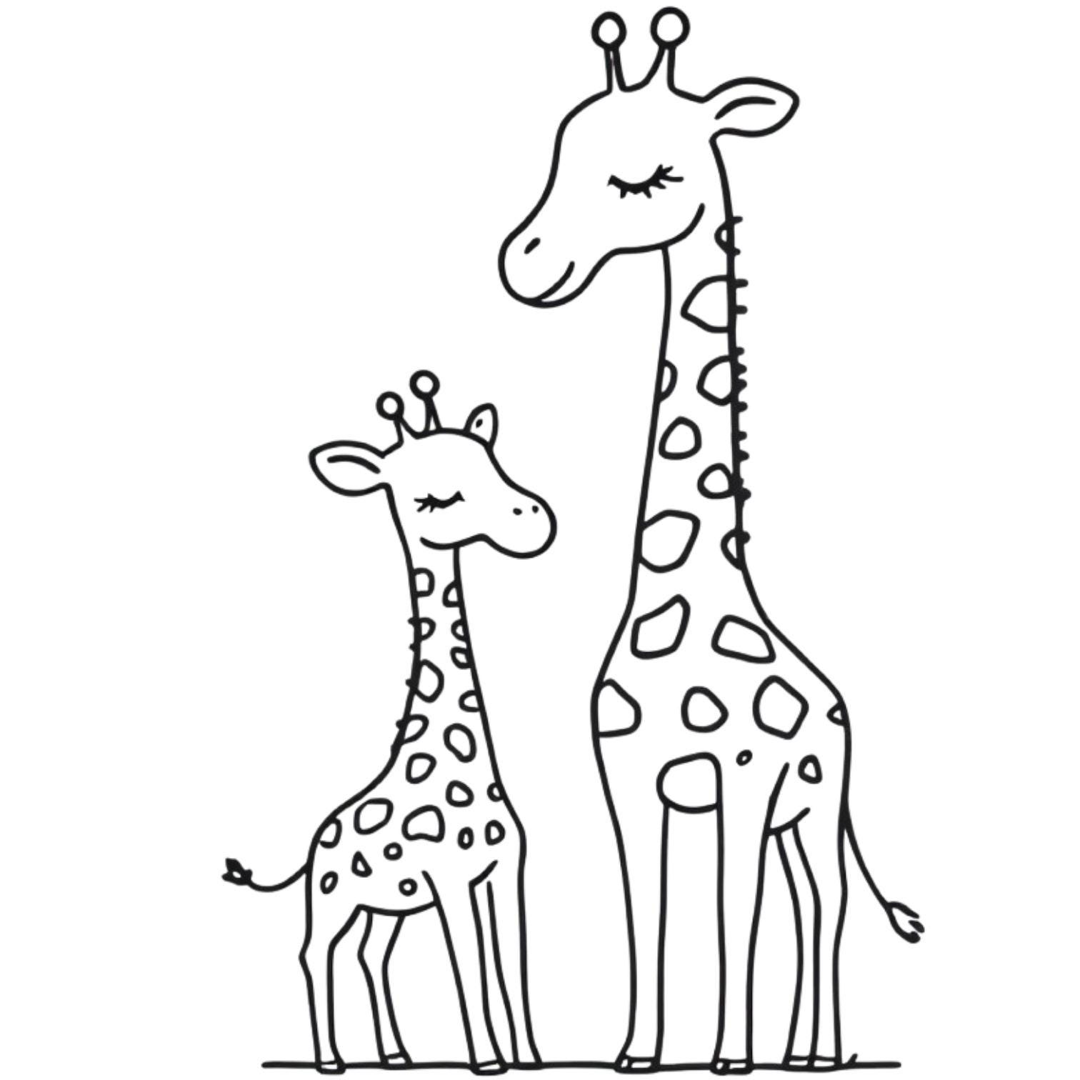 Baby & Mom Giraffe Simple Art Kids SVG / PNG / JPG Clipart - Free ...