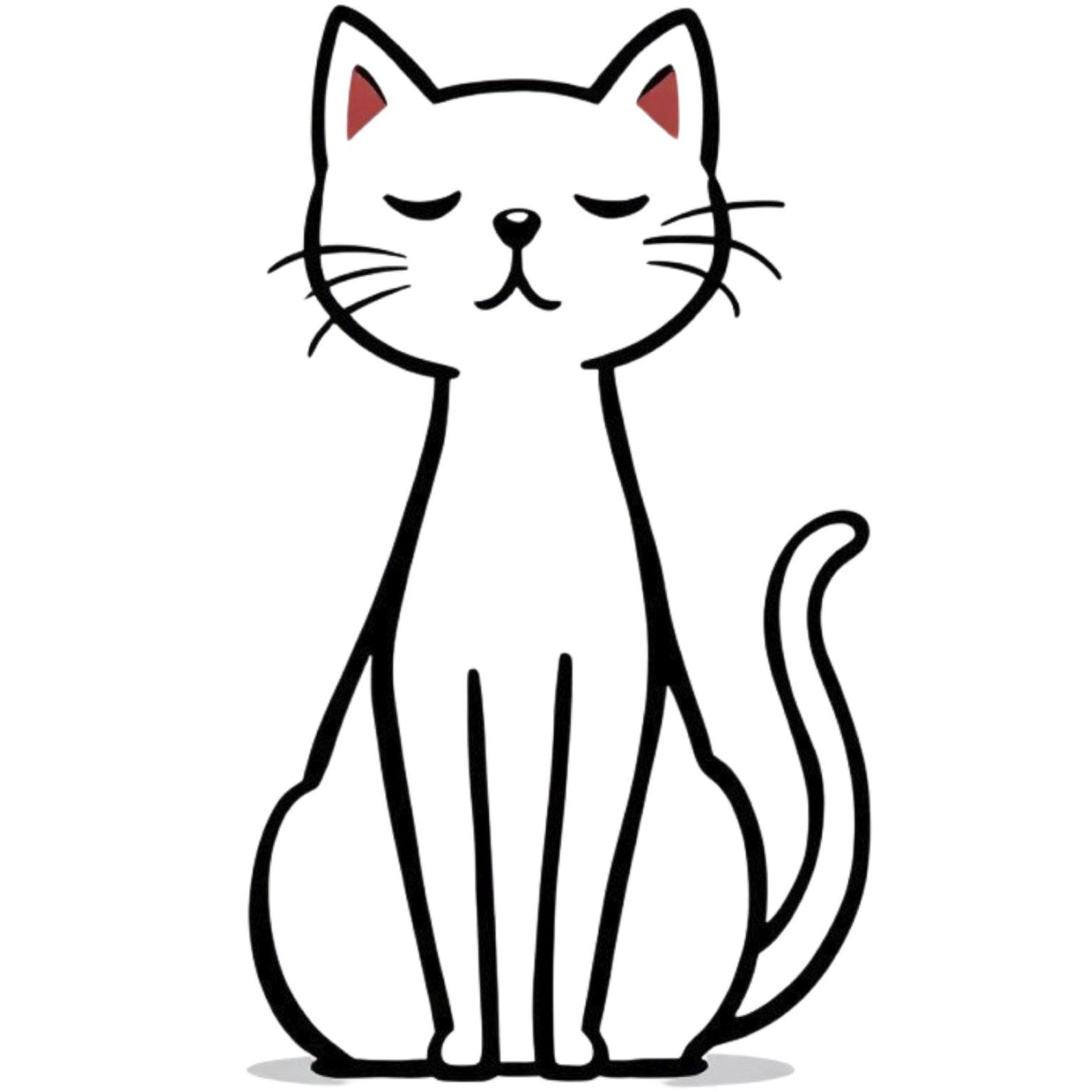 Cat Simple Line Art Kids SVG / PNG / JPG Clipart - Free Commercial Use ...