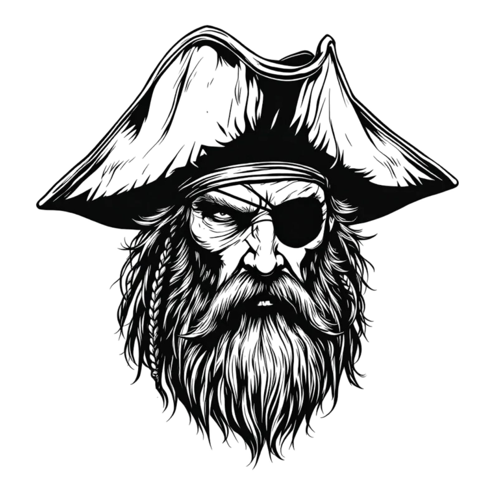 Pirate Portrait Blackbeard SVG / PNG / JPG Clipart - Free Commercial ...