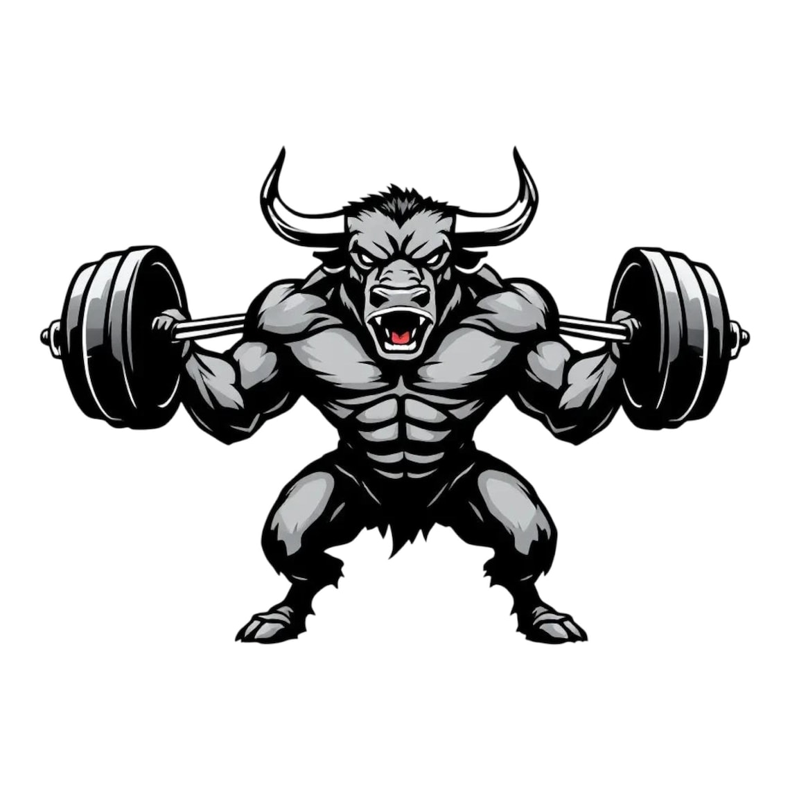Muscular Bull Barbell Lifting Weightlifting SVG / PNG / JPG Clipart ...