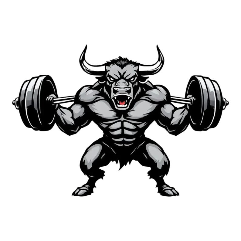 Muscular Bull Barbell Lifting Weightlifting SVG / PNG / JPG Clipart ...